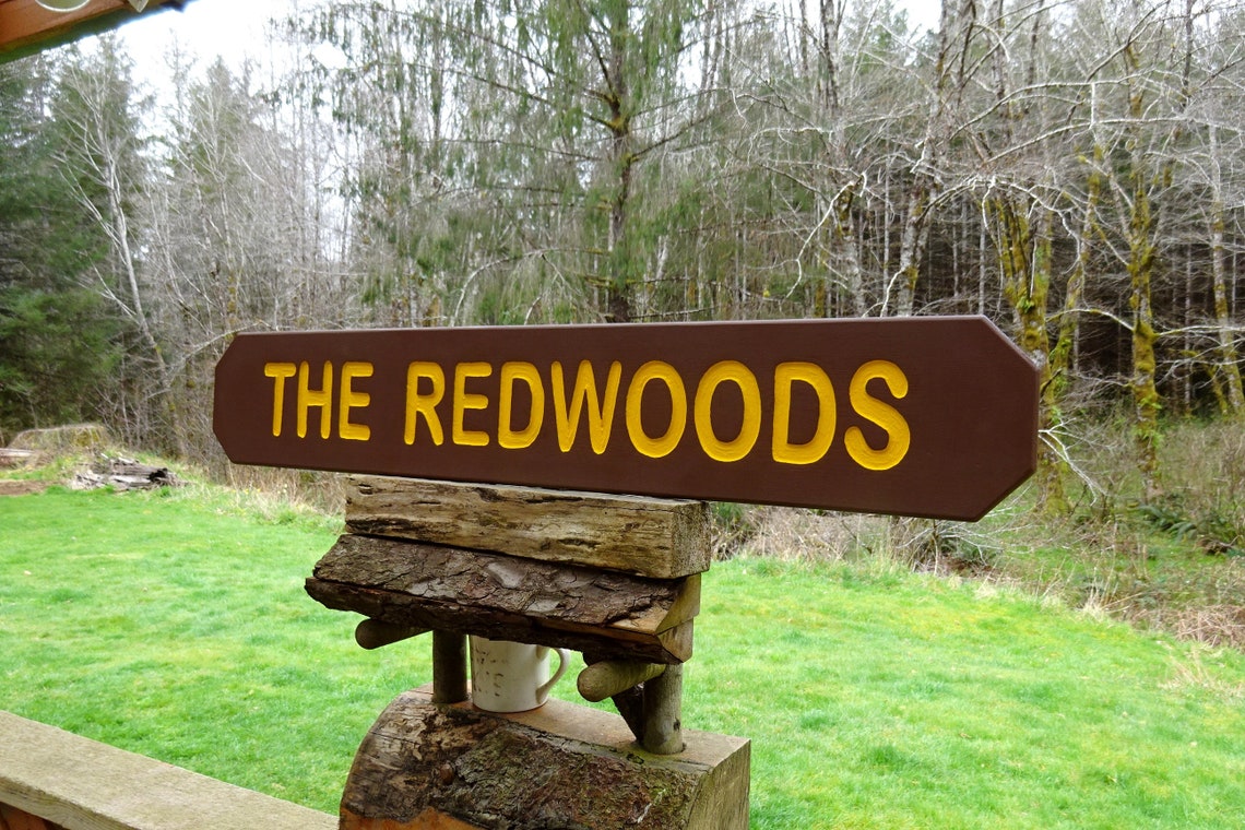 THE REDWOODS Sign, National Park Trail Cabin Lodge Camp Retreat Sign ...