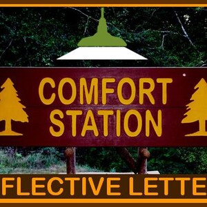 COMFORT STATION Sign, Park Style Relaxation Retreat Road Cabin Lodge ...