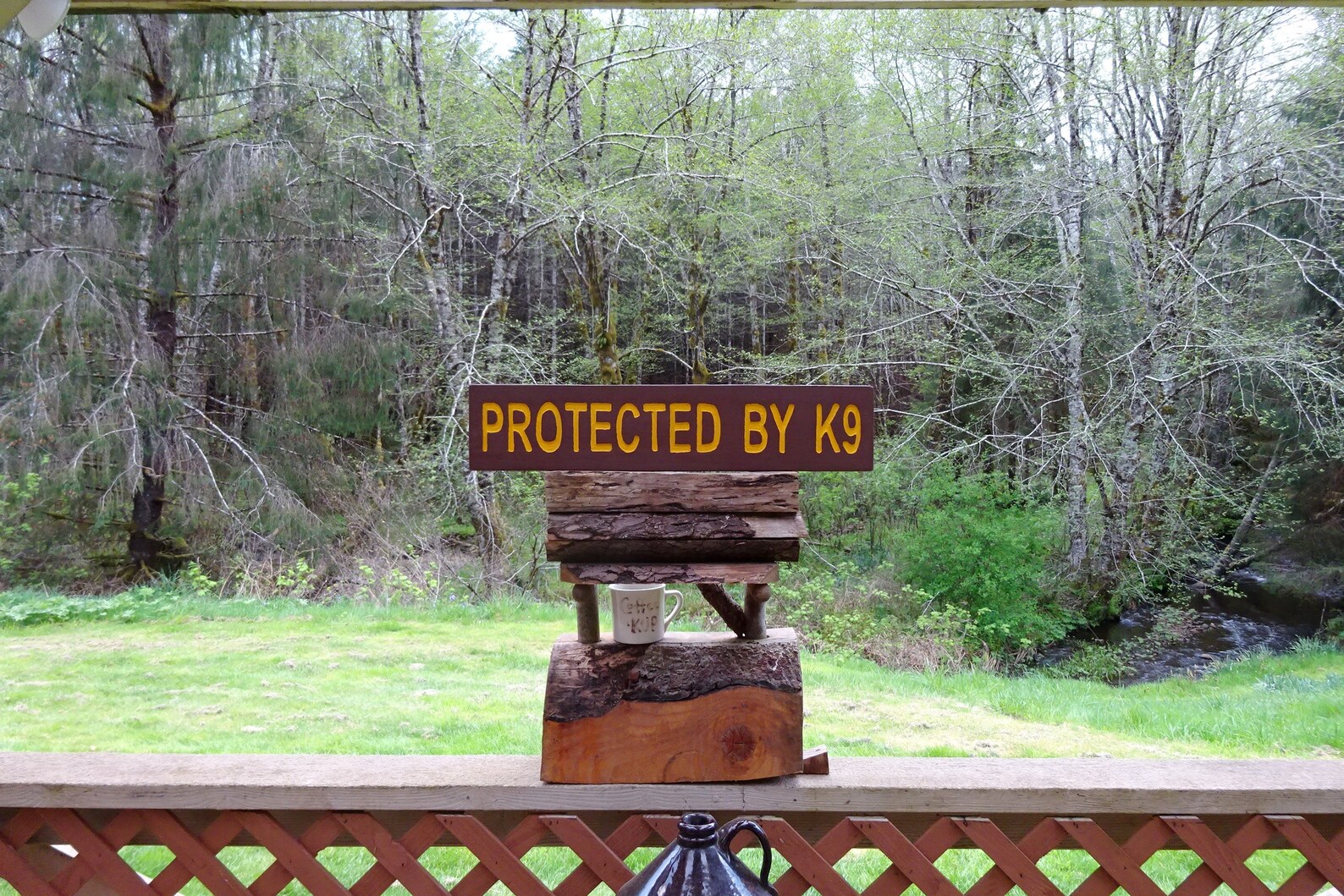 Dog Warning Property Security Sign, PROTECTED BY K9, Hand Carved Routed ...