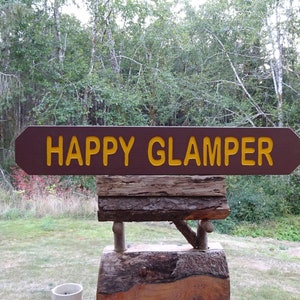 Happy Glamper Park Style Glamping Sign, RV Park Cabin Refuge Lodge ...
