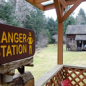 Park Style RANGER STATION Sign With Ranger Symbol, Trail Cabin Lodge ...