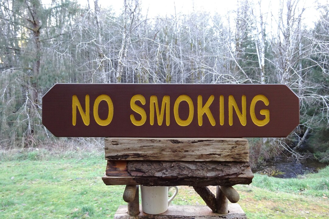 NO SMOKING Sign, Park Style Hiking Trail Road Street Cabin Lodge ...