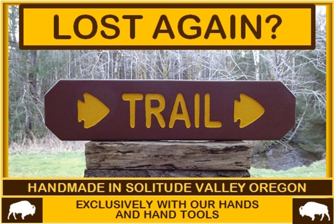 TRAIL RIGHT ARROWHEAD Sign, Park Style Path Trail Home Cabin Campground ...