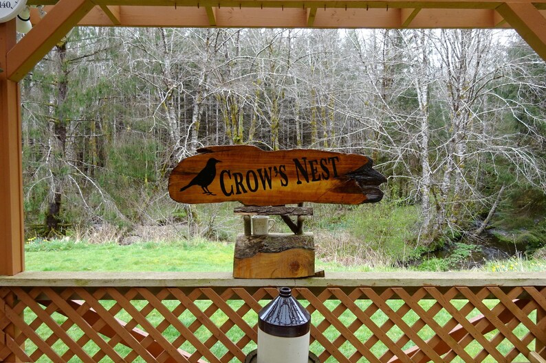 CROWS NEST Sign on Natural-edge Volcanic Western Red Cedar - Etsy