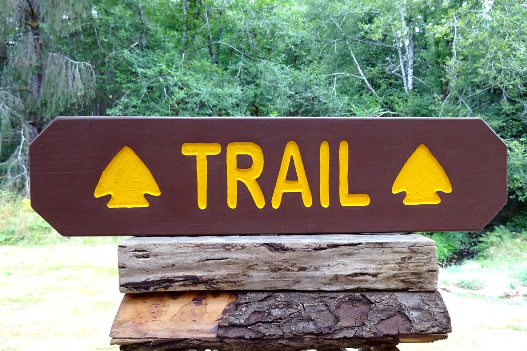 Park Style TRAIL DIRECTION Sign With Arrows, Hiking Backpacking Cabin ...