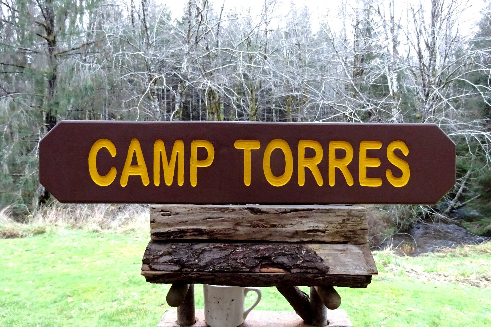 FAMILY NAME CAMPGROUND Sign, Park Style Path Trail Home Cabin Lodge ...
