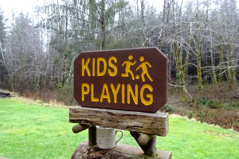 KIDS PLAYING Campground Sign With Kids Symbol Park Path | Etsy