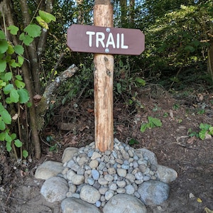 TRAIL NAME Family Name Sign & Hiker, Park Service Style Trail Cabin ...