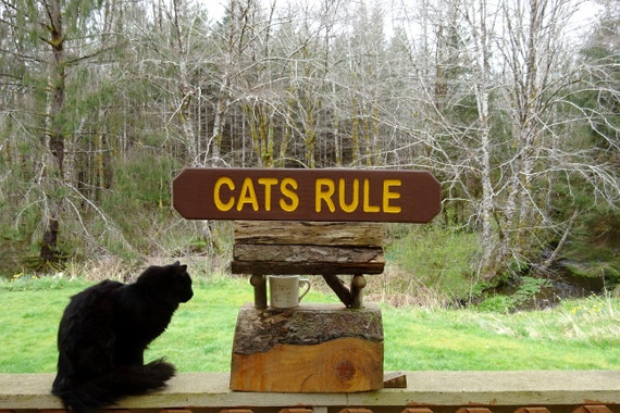 CATS RULE feline animal park sign trail path cabin lodge | Etsy
