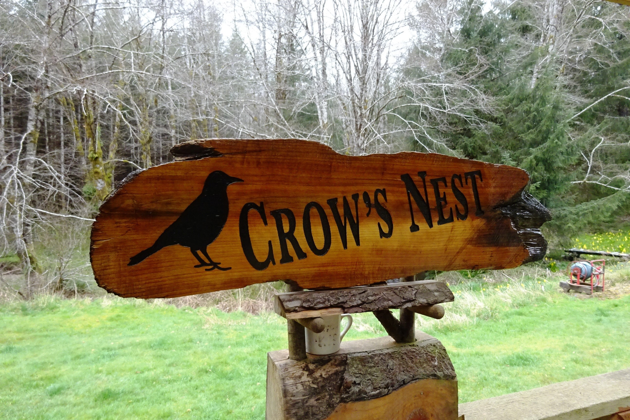 CROWS NEST Sign on Natural-edge Volcanic Western Red Cedar - Etsy UK