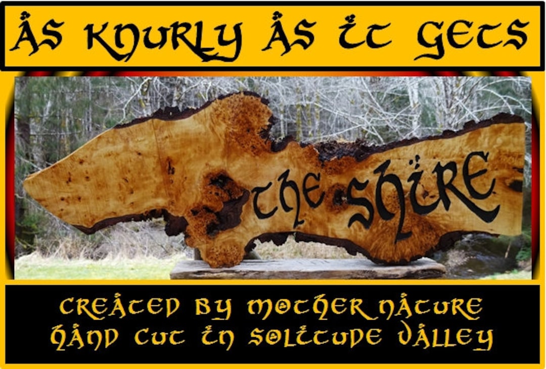 The SHIRE Arrow Sign, Tolkien LOTR Fantasy Lord of the Rings Gnarled ...