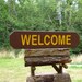 WELCOME Sign, Park Style Path Trail Road Cabin Refuge Lodge Retreat ...