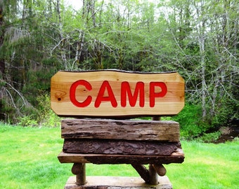 SUMMER CAMP Rustic Outdoor Recreation Wood Sign. Hand Carved
