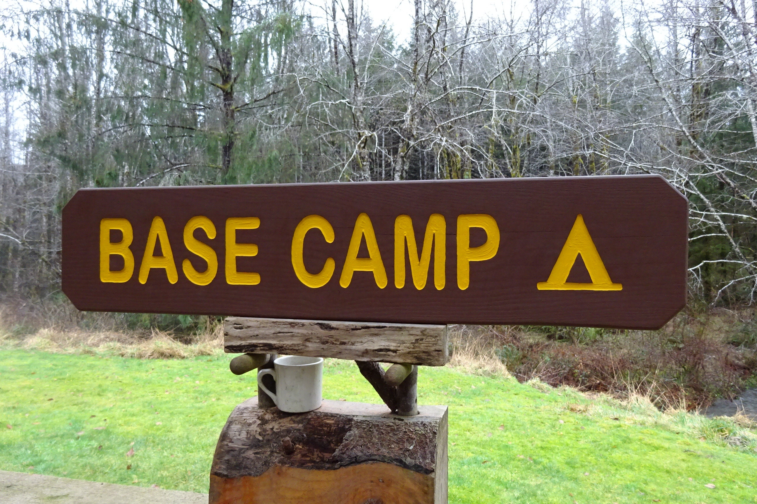 BASE CAMP Sign With Tent Symbol, Personalizable Park Style Campground ...
