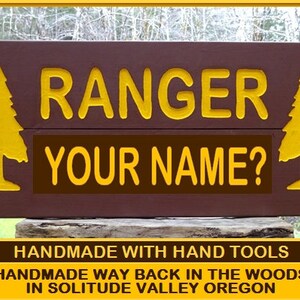 National Park Style RANGER STATION Sign With 2 Trees, Yard Cabin Lodge ...