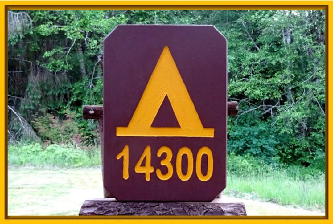Camp Address With Tipi Symbol, Vintage Park Style Cabin Lodge Campsite ...