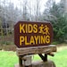 KIDS PLAYING Campground Sign With Kids Symbol, Park Road Street Cabin ...