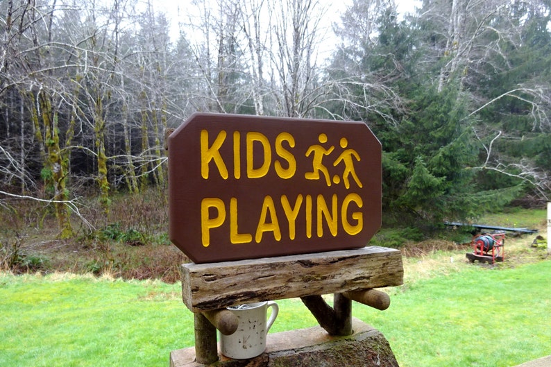 KIDS PLAYING Campground Sign With Kids Symbol Park Path | Etsy