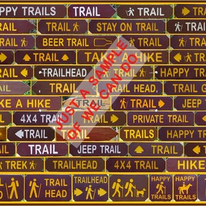 TRAIL WITH 2 HIKERS Sign, Park & Forest Service Path Trail Campground ...
