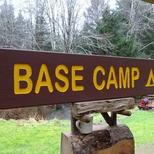 BASE CAMP Sign With Tent Symbol, Personalizable Park Style Campground ...