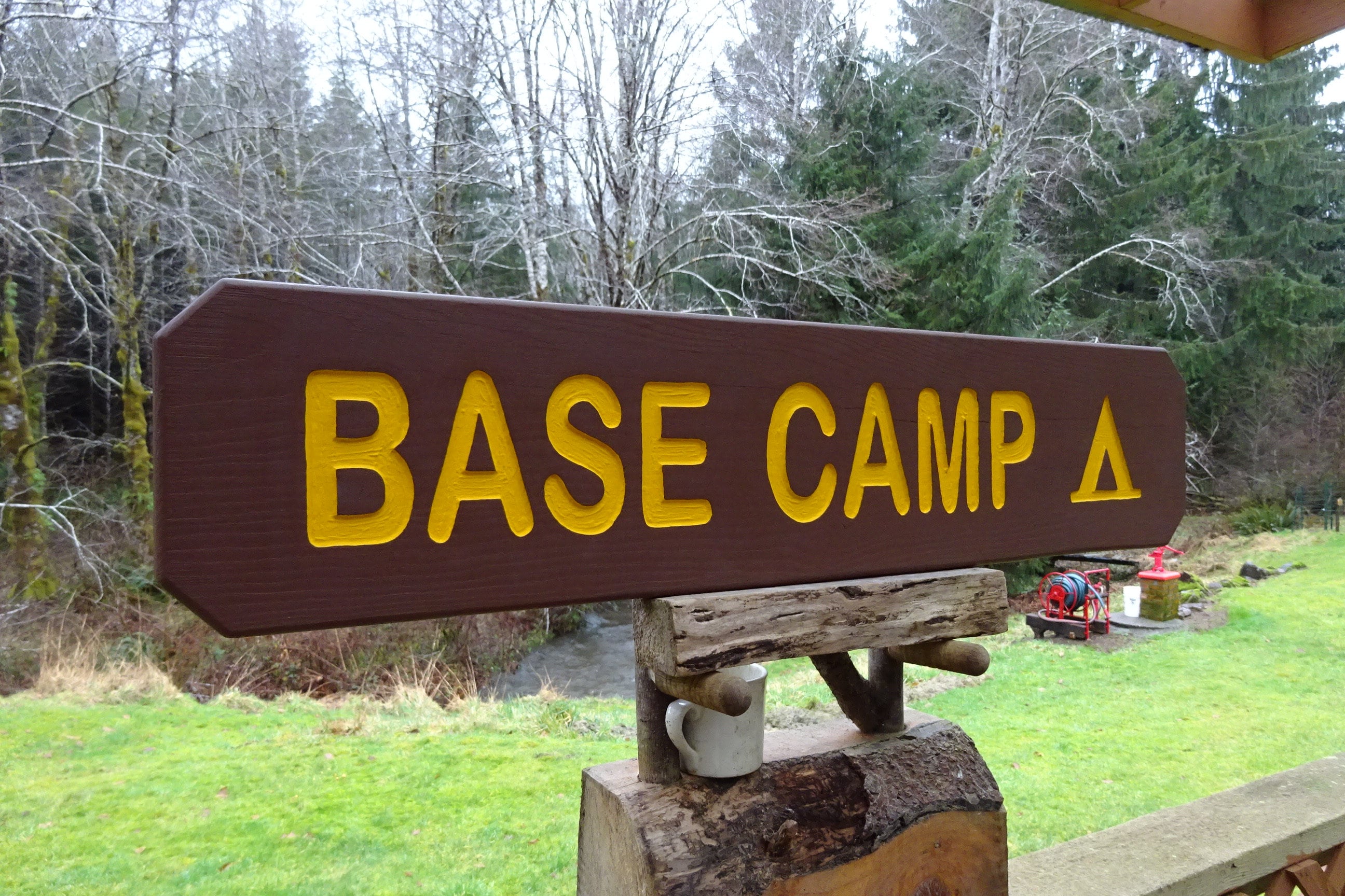 BASE CAMP Sign With Tent Symbol, Personalizable Park Style Campground ...