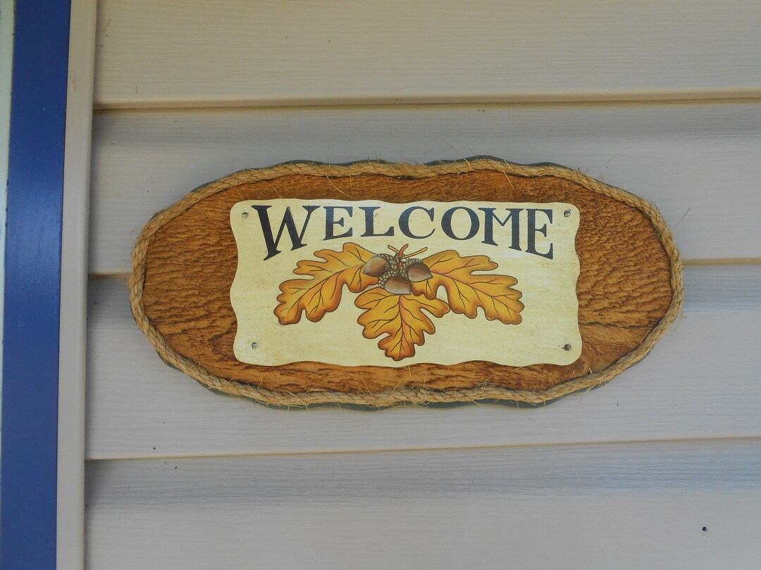 Outdoor Welcome Sign for Front Door, Oak Leaves. - Etsy