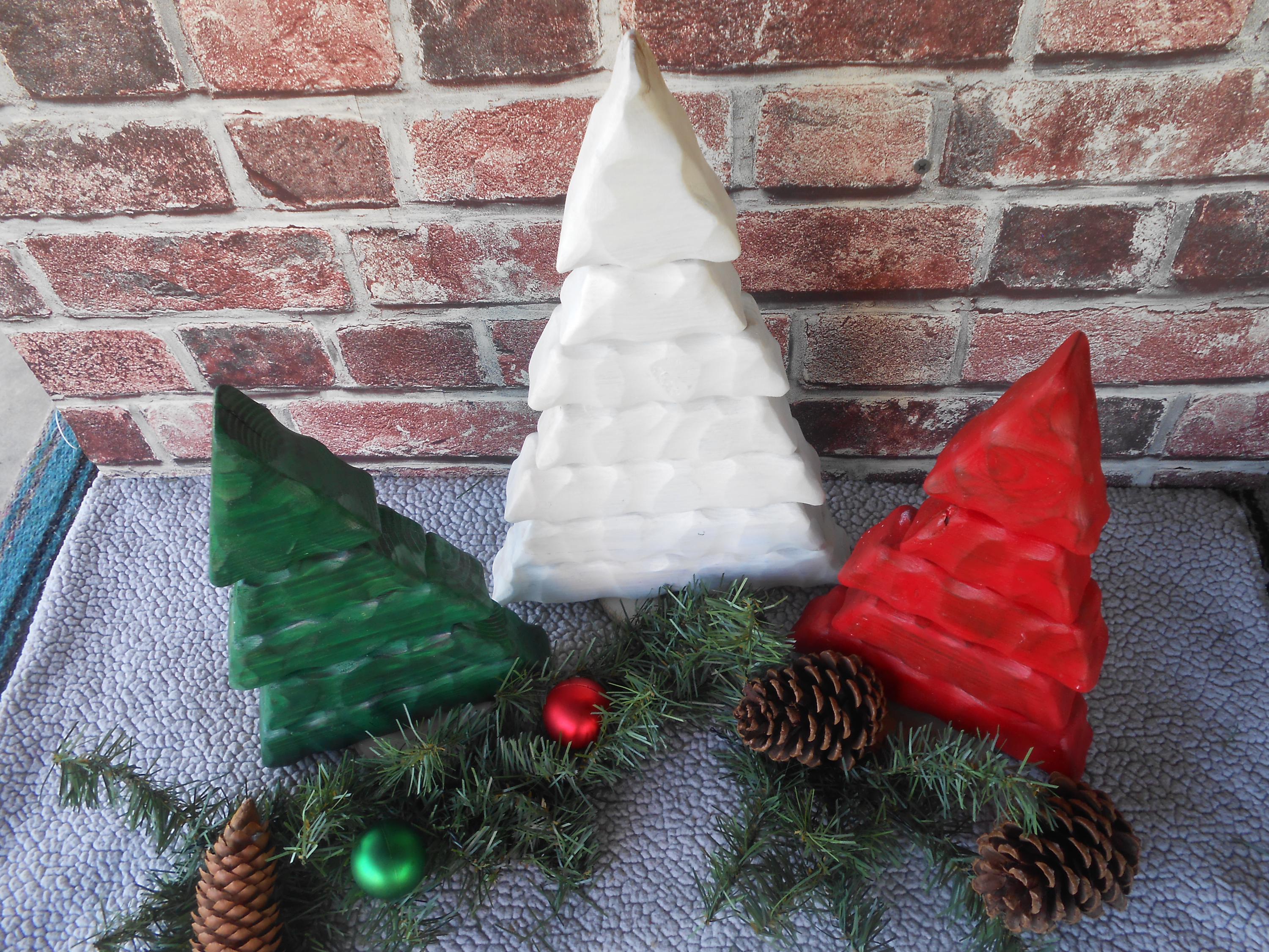 Wood 3 Piece Christmas Tree Set. Red, White, Green. - Etsy