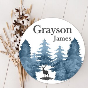 Forest Deer Name Sign Baby Boy Birth Name Sign Boy Wall Decor Custom ...