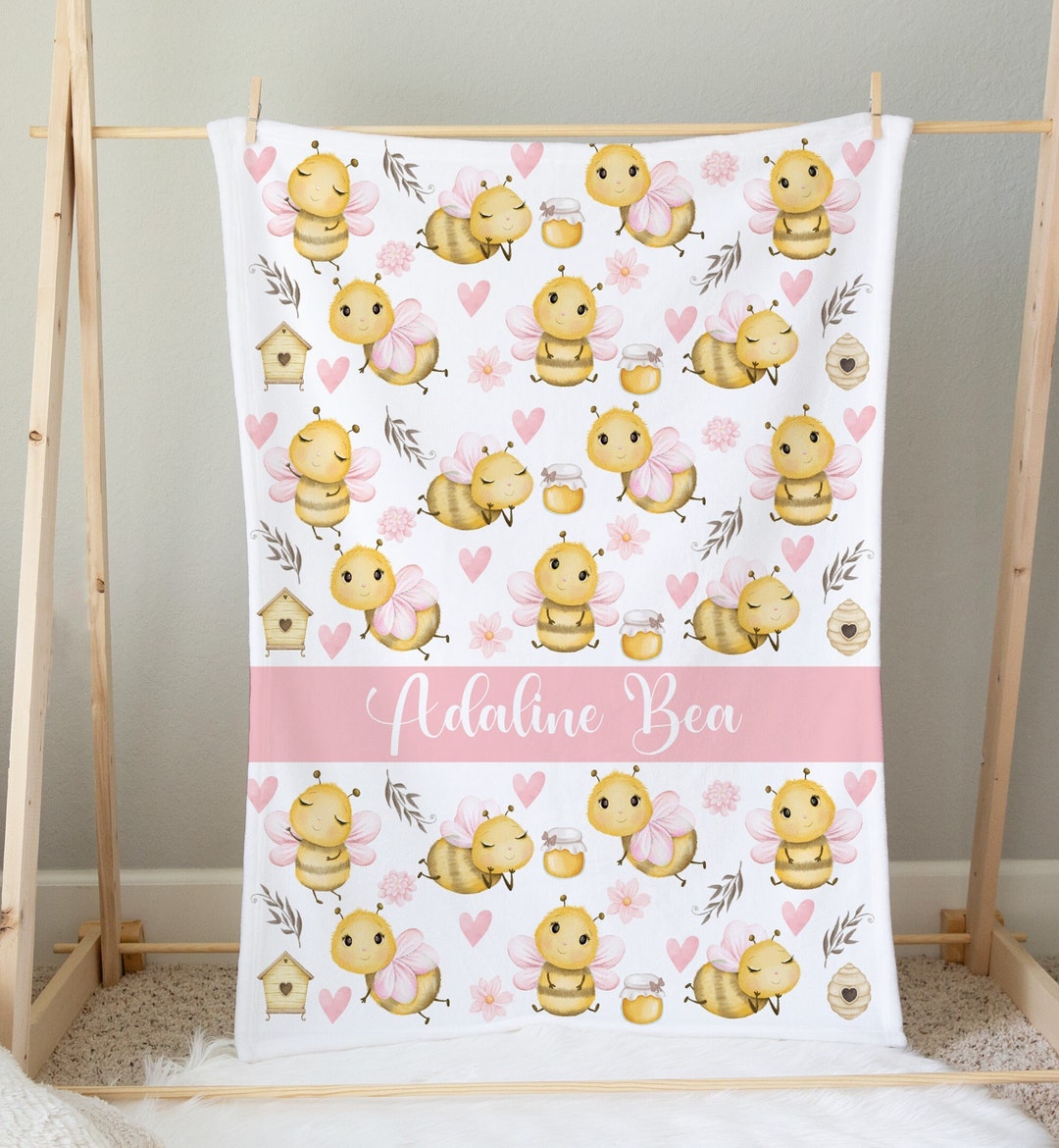 Bumble Bee Baby Girl Blanket Honey Bee Personalized Baby Blanket Baby ...