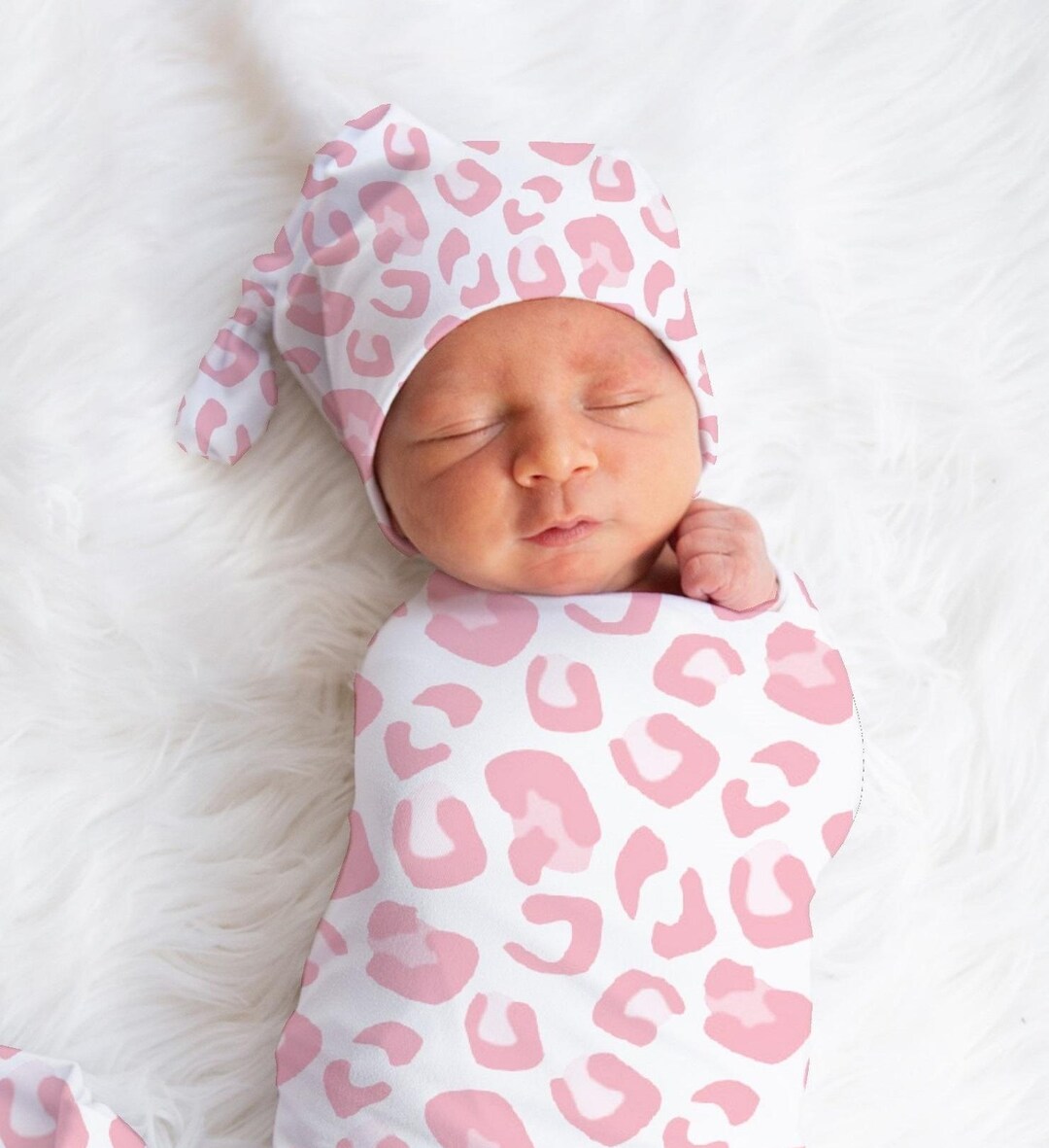 Baby Girl Swaddle Blanket Pink Leopard Print Swaddle Blanket Knot Baby ...