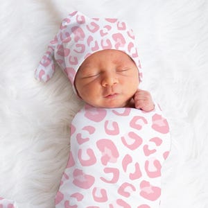 Baby Girl Swaddle Blanket Pink Leopard Print Swaddle Blanket Knot Baby ...