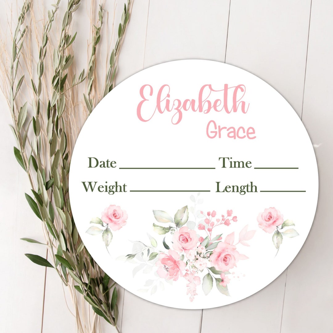 Personalized Baby Girl Birth Stat Wood Sign | Custom Birth Announcement ...