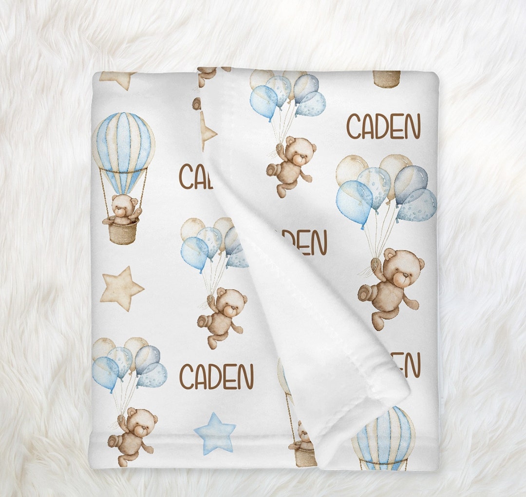 Teddy Bear Baby Blanket, Baby Boy Blanket, Personalized Baby Blanket ...