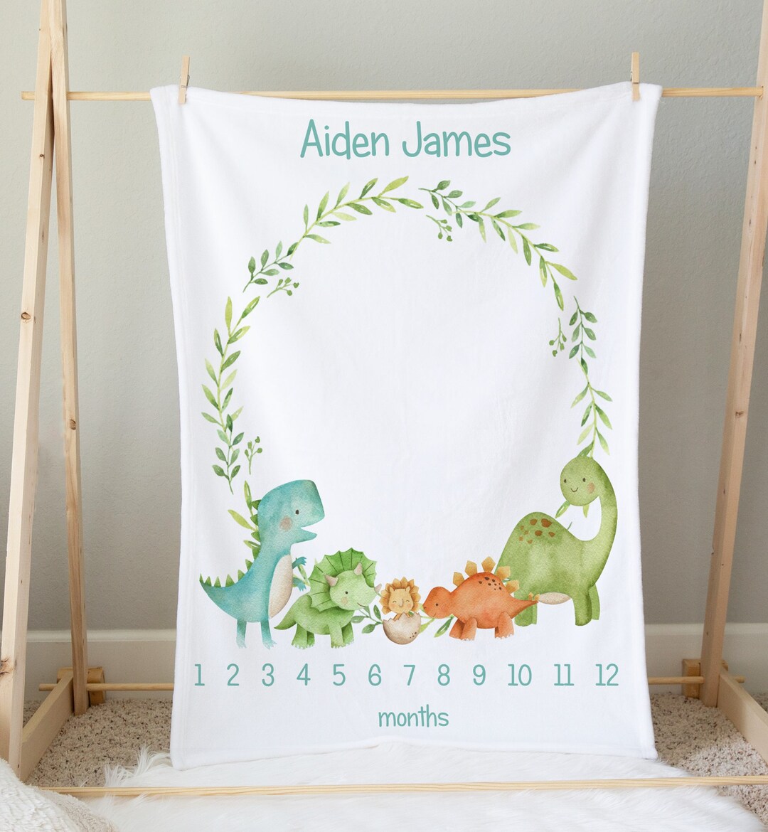 Dinosaur Baby Boy Milestone Blanket, Dinosaur Monthly Blanket Dinosaur ...