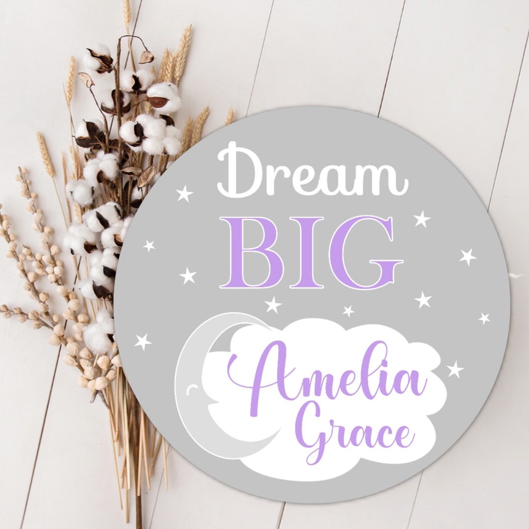 Personalized Dream Big Name Wood Sign | Birth Announcement | Nursery ...