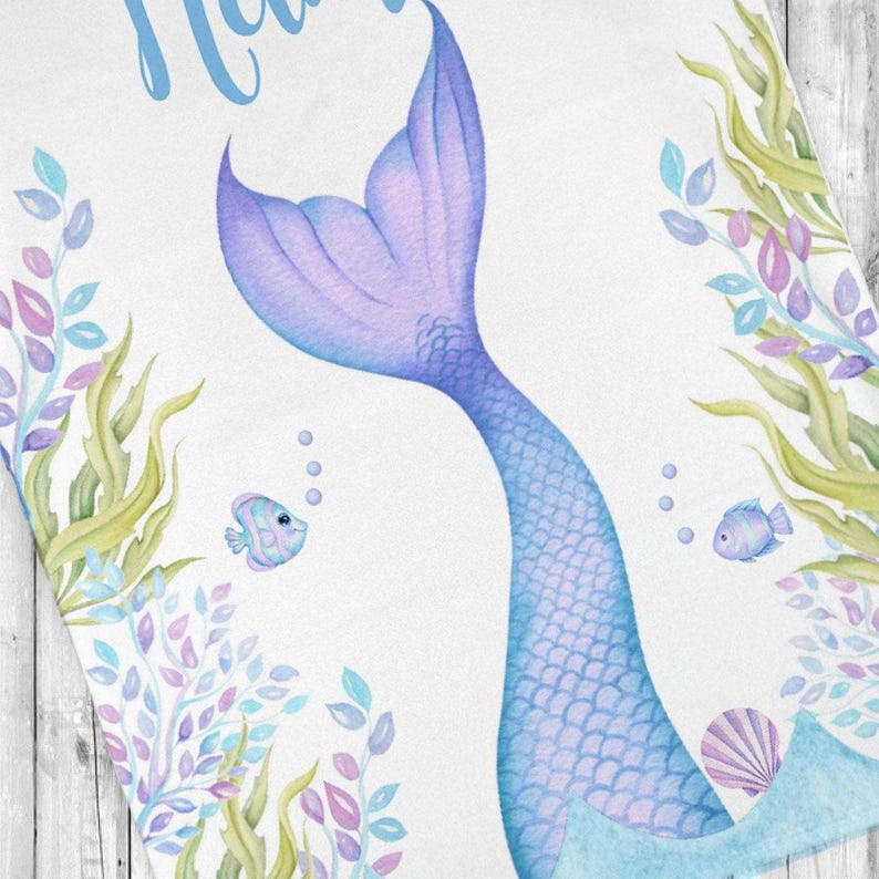 Personalized Mermaid Baby Girl Blanket | Custom Name Crib Blanket ...