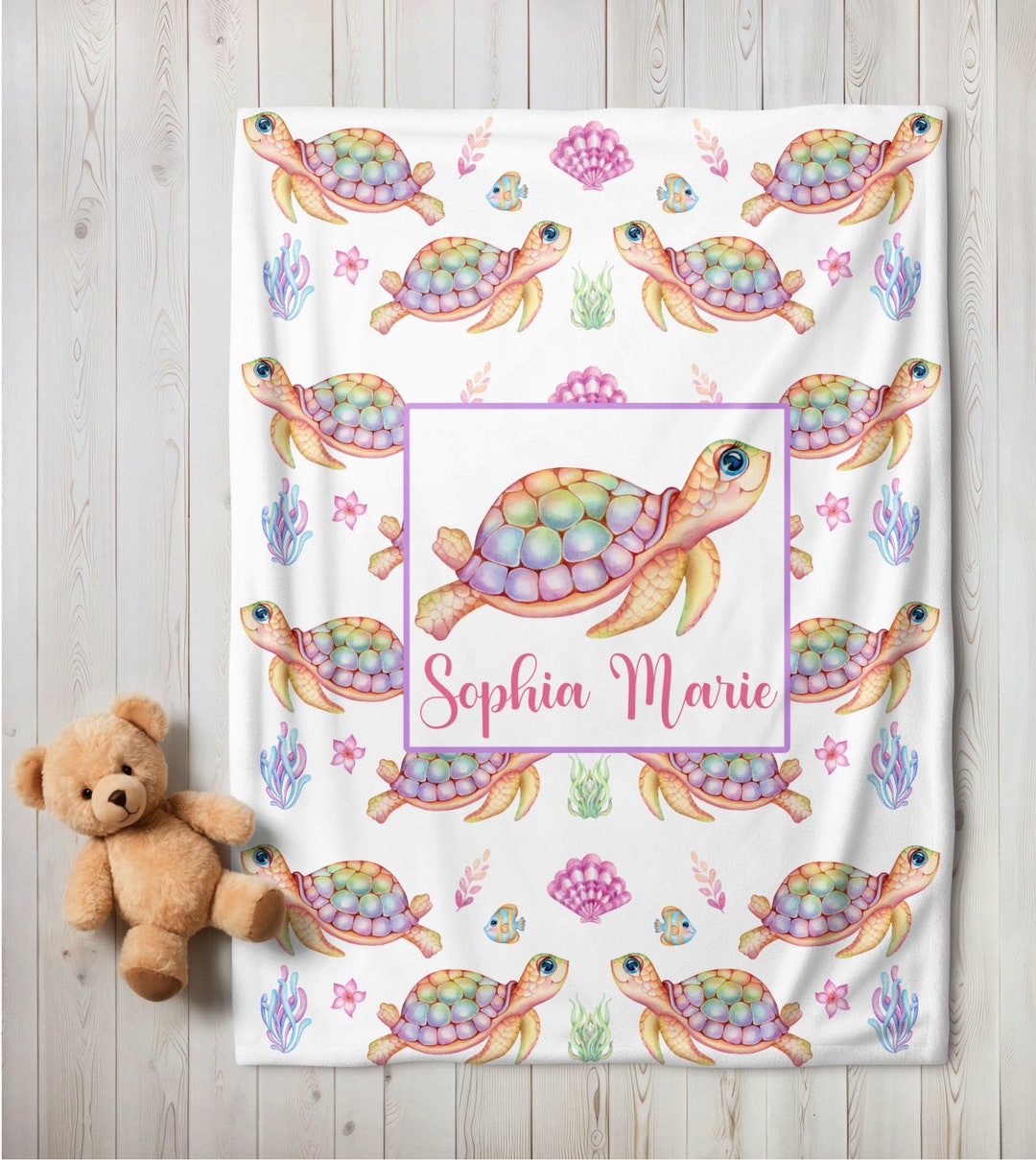 Turtle Under the Sea Baby Blanket Turtle Baby Girl Blanket Newborn Baby ...