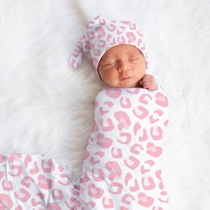 Baby Girl Swaddle Blanket Pink Leopard Print Swaddle Blanket Knot Baby ...
