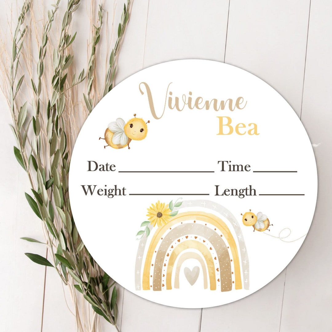 Bee Baby Girl Birth Stat Sign Personalized Baby Sign Fresh 48 Custom ...