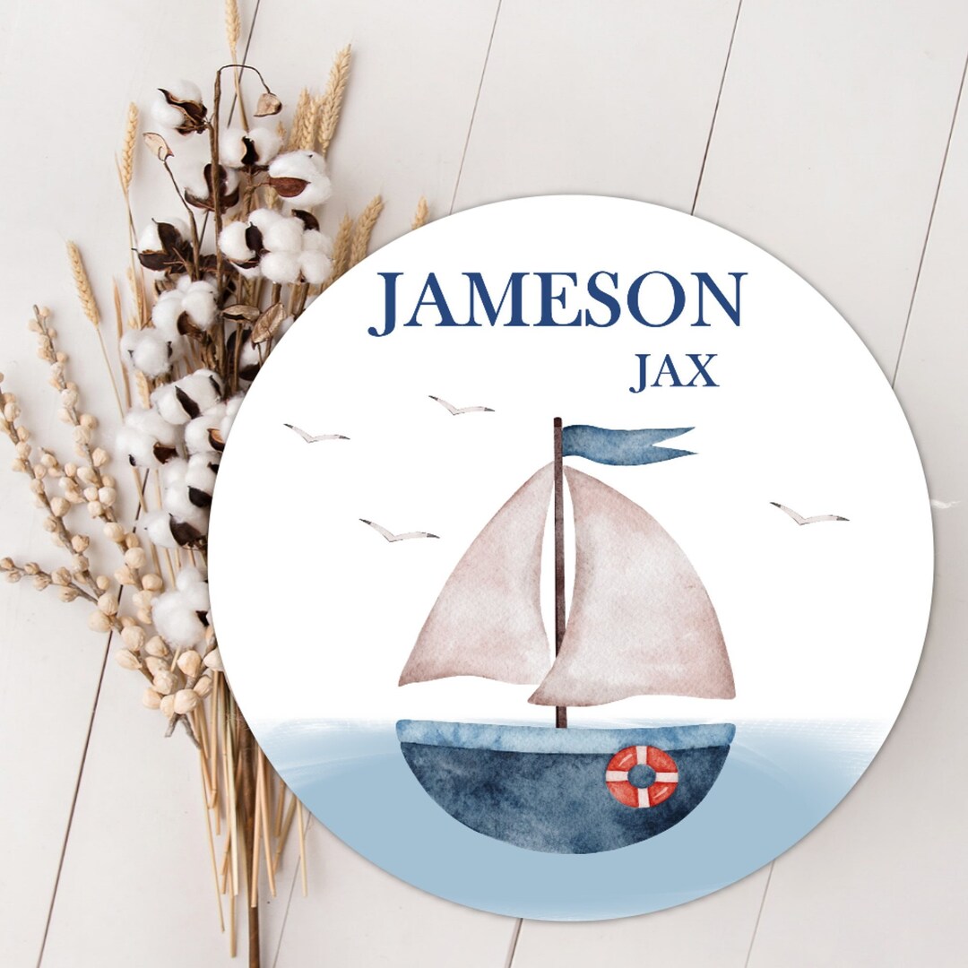 Sailboat Baby Boy Name Sign Custom Baby Name Sign Birth Announcement ...