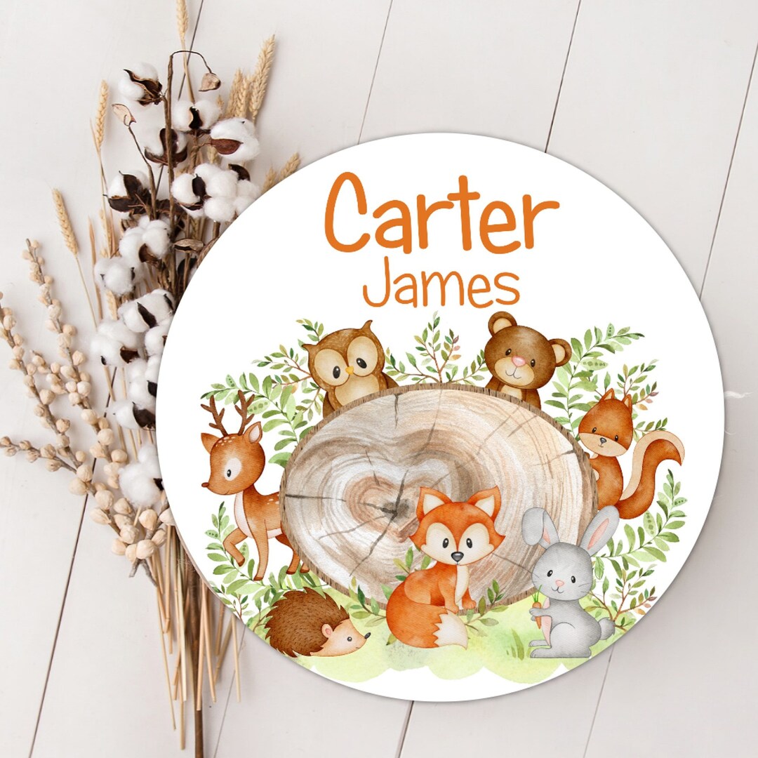 Personalized Woodland Animal Name Wood Sign | Birth Announcement ...