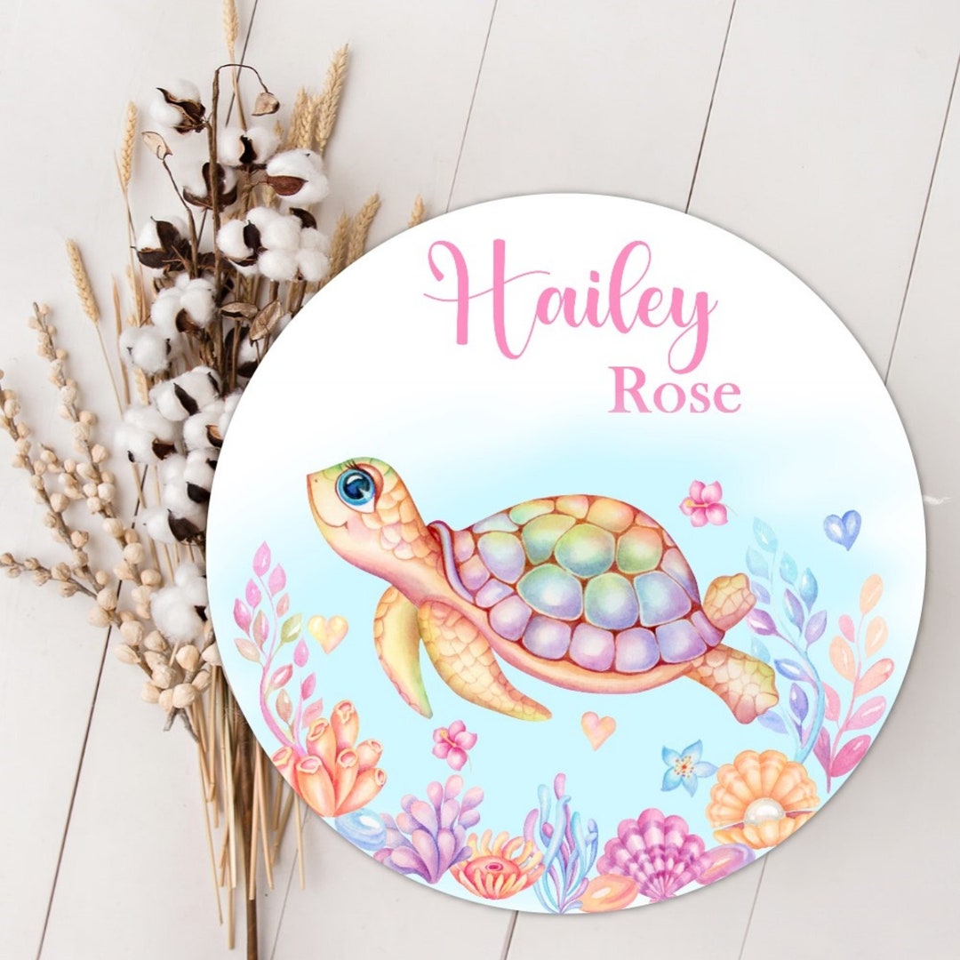Turtle Baby Girl Name Sign Custom Baby Name Sign Birth Announcement ...