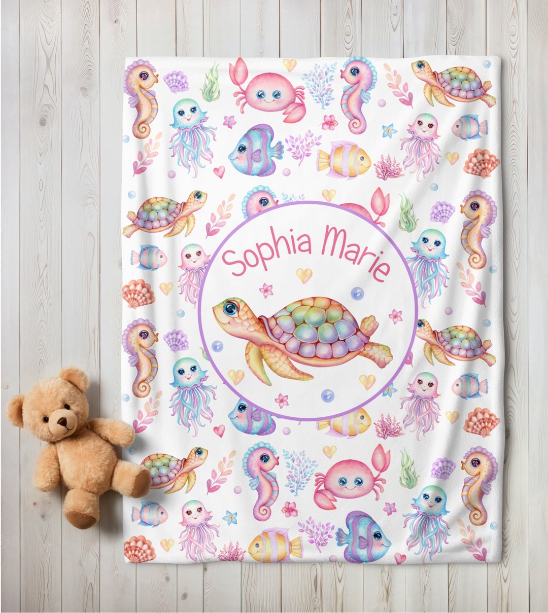 Under the Sea Baby Girl Blanke Turtle Baby Blanket, Newborn Swaddle ...
