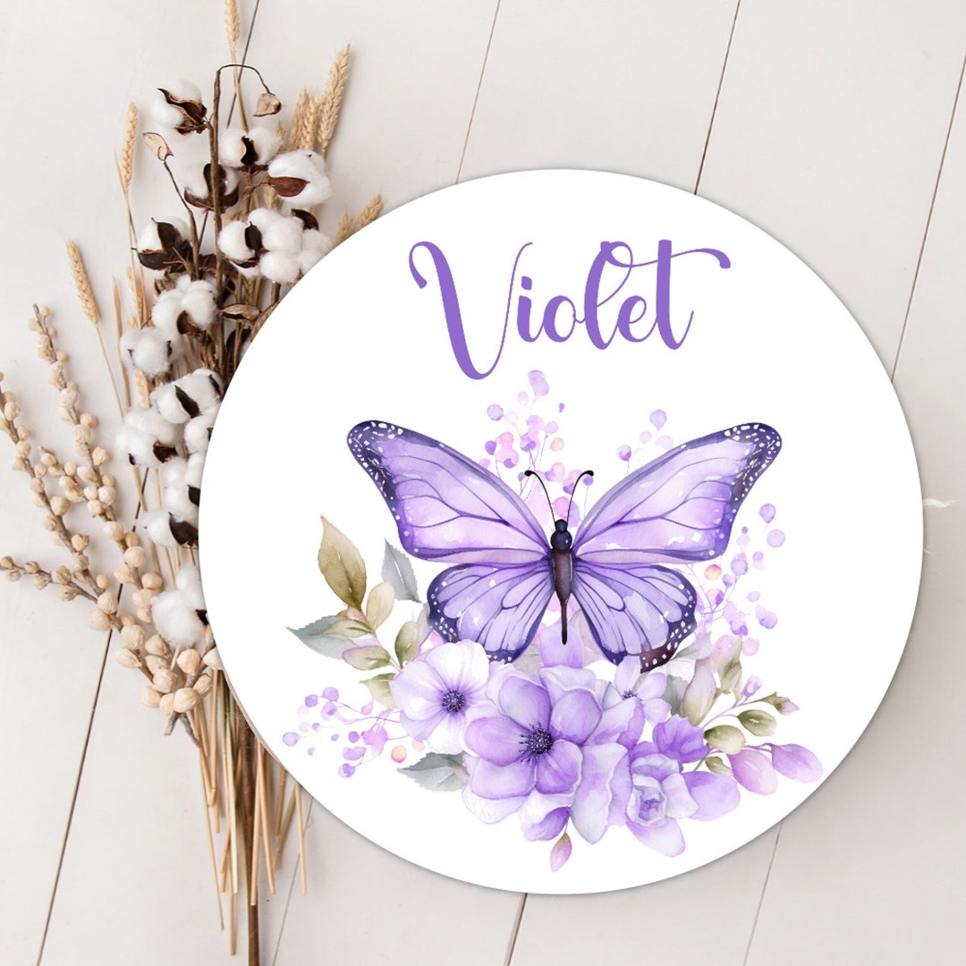 Personalized Purple Butterfly Baby Name Sign | Wood Nursery Wall Decor ...