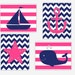 Nautical Girl Wall Art Pink Navy Blue Girls Nautical Wall | Etsy