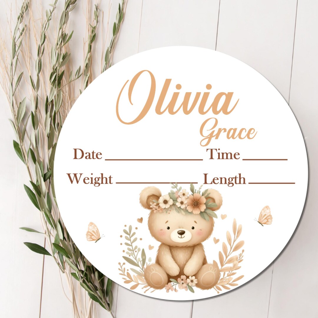 Personalized Baby Girl Birth Stat Wood Sign | Custom Birth Announcement ...