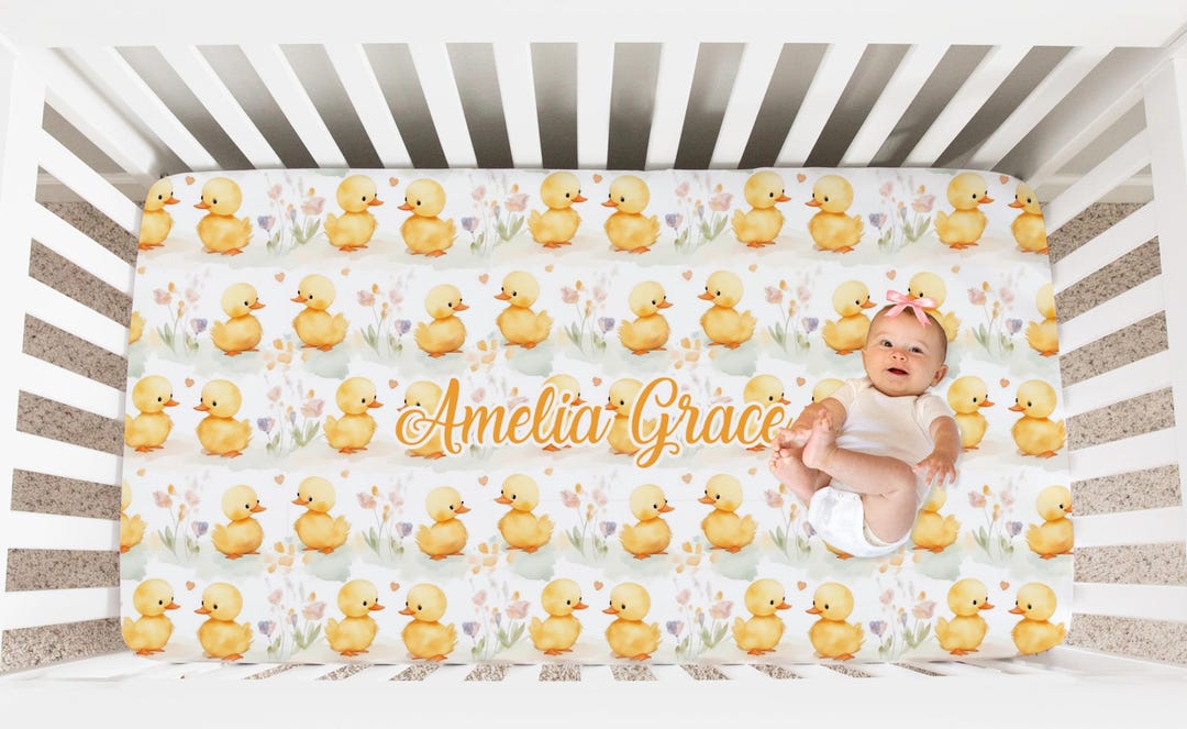 DUCK Crib Sheet Baby Girl Personalized Blanket Swaddle Blanket Set ...