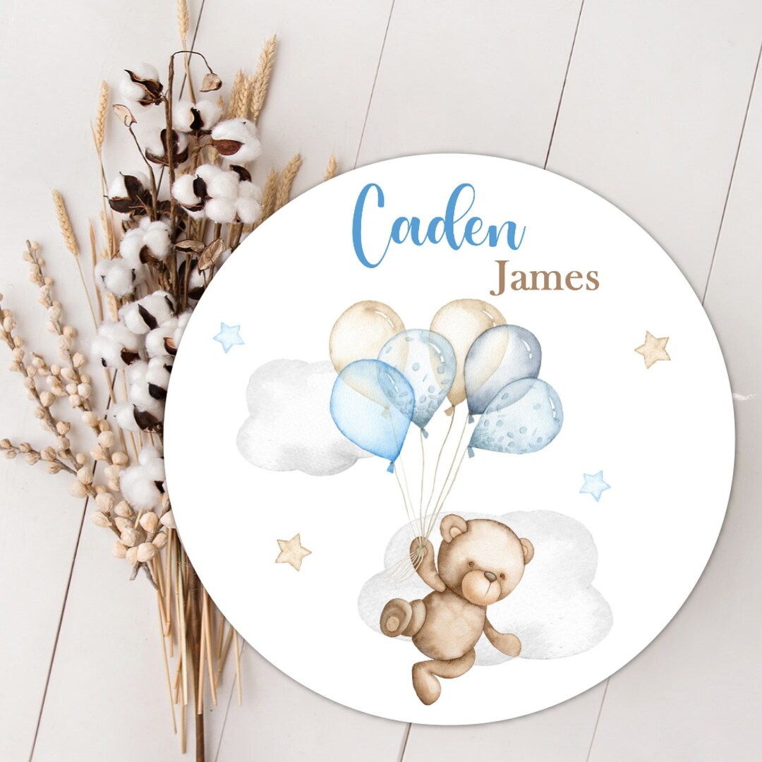 Teddy Bear Baby Boy Name Sign Custom Baby Name Sign Birth Announcement ...