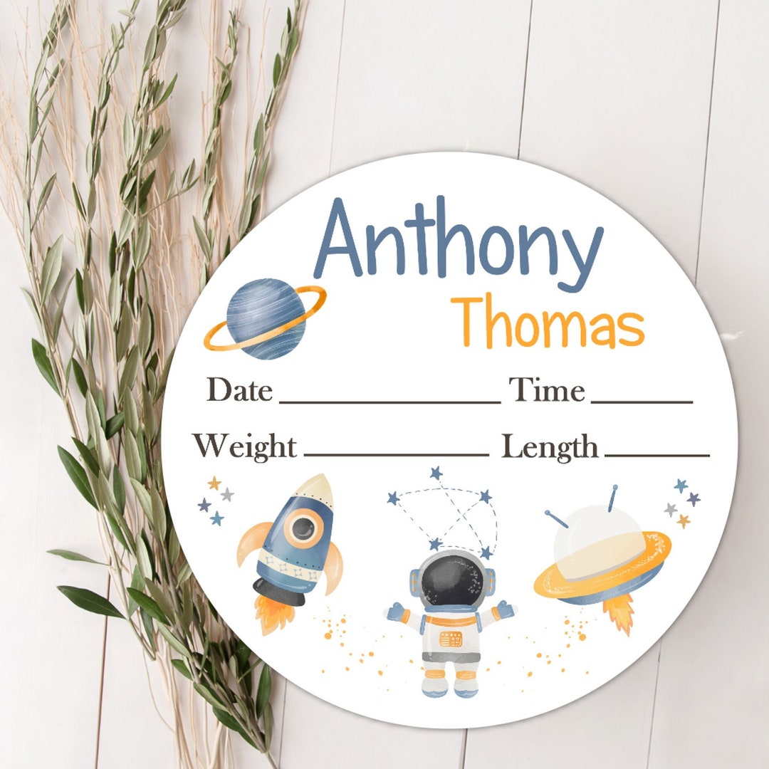 Baby Boy Birth Stat Sign Astronaut Space Personalized Sign Fresh 48 ...