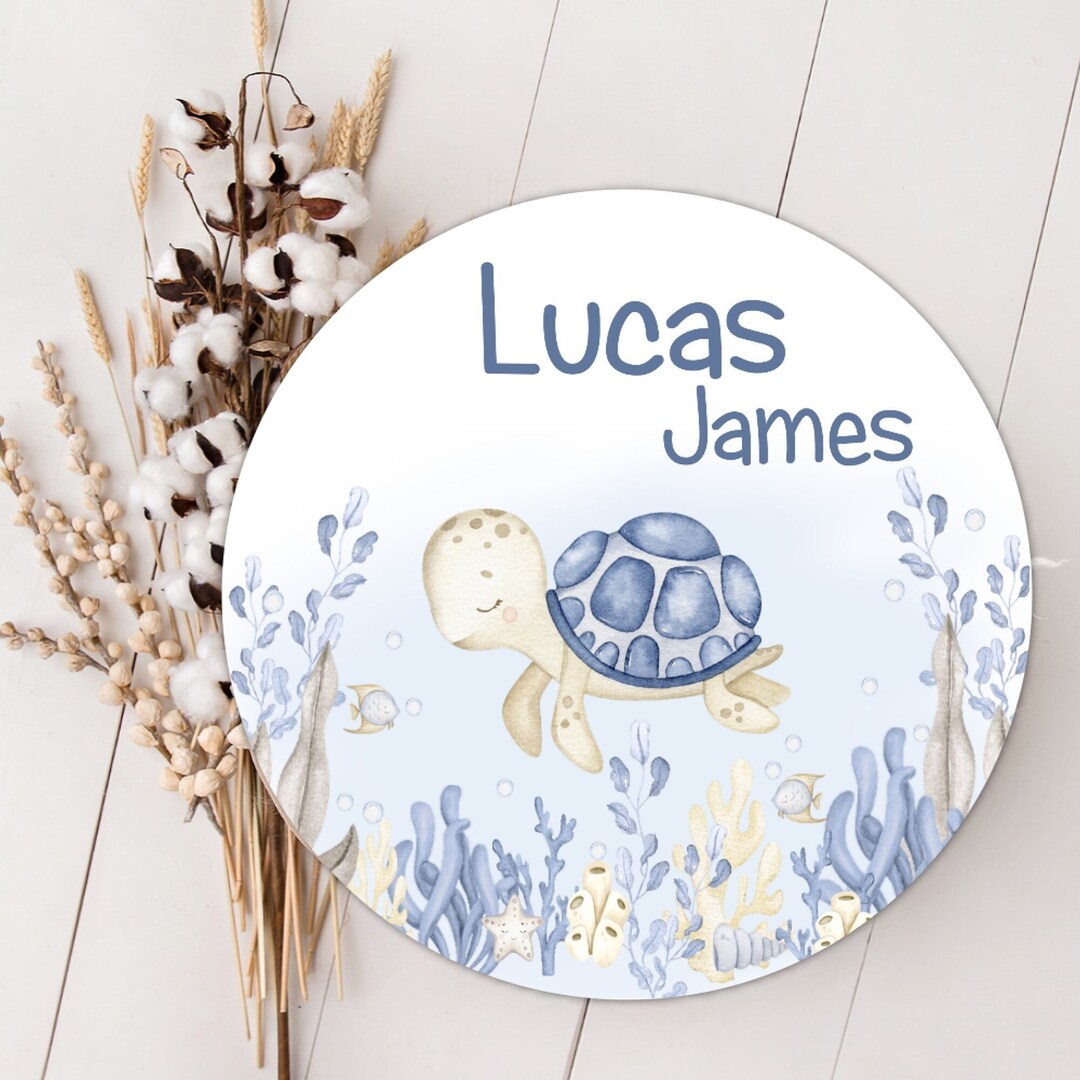 Turtle Baby Boy Name Sign Birth Announcement Sign Personalized Wood ...
